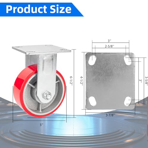 Snapklik.com : Nefish 5 Inch Industrial Fix Casters, Heavy Duty Plate ...