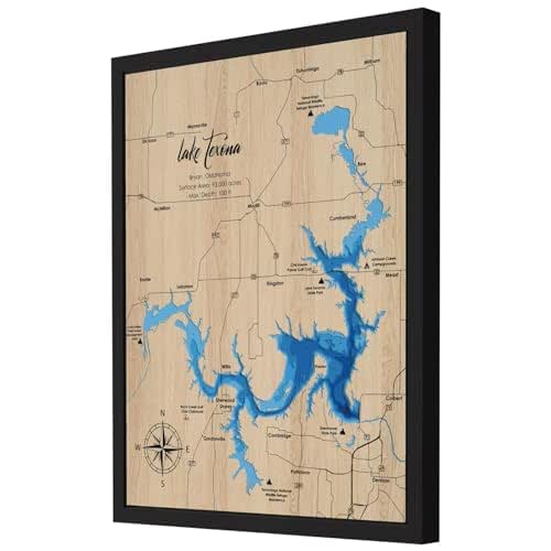 Amazon.com: Personalized 3D Lake Texoma Wood Map - Lake Depth Map Art ...
