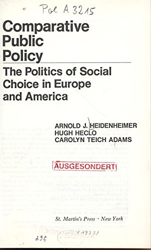 Comparative public policy: The politics of social choice in Europe and ...