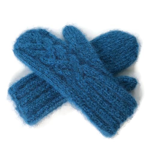 Amazon.com: Teal Mittens Hand Knit Wool and Mohair with Celtic Twist ...
