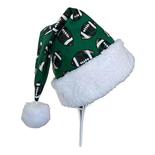 Amazon.com: Football Santa Hat, Novelty Santa Hat, Green Santa Hat ...