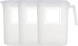 VIDETOL 3 PCS Water Jug, Pitcher Jug with Lid, Safe Milky Plastic Jug with Lid for Cold Water ...