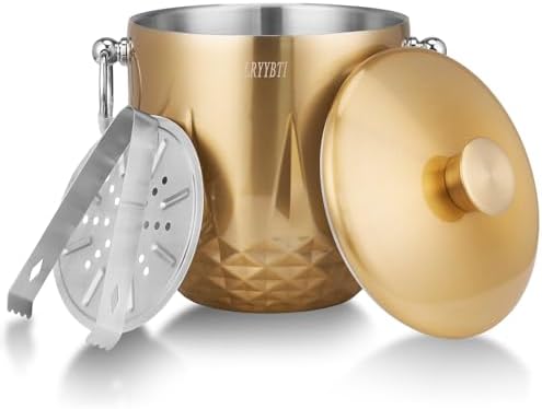 Amazon.com: LNQ LUNIQI Metal Ice Buckets 3L Insulated Ice Bucket ...