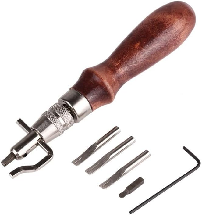 Amazon.com: Leather Groover Tool,7 in 1 Adjustable Stitching Groover ...