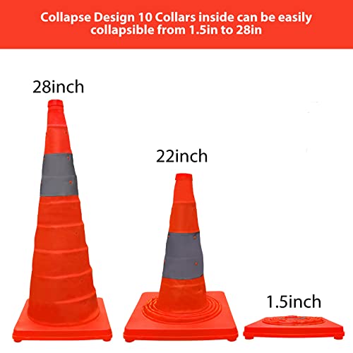 Snapklik.com : 4 Pack Collapsible Traffic Cones, 28 Inch Road Parking ...
