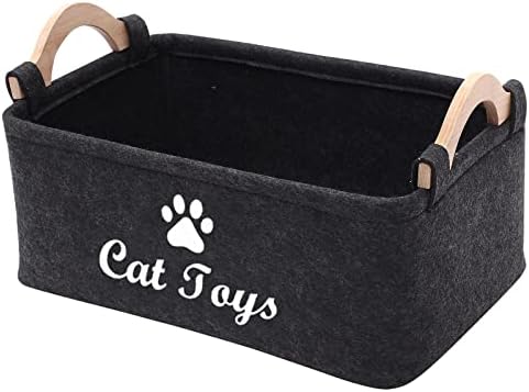 Amazon.com: Vumdua Cat Toy Box, Cat Toy Storage Basket with Handles ...