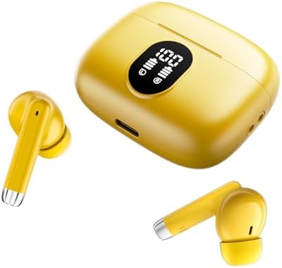 QXQ Candy Yellow Wireless Ear Buds, Bluetooth 5.4 Earbuds in-Ear ...