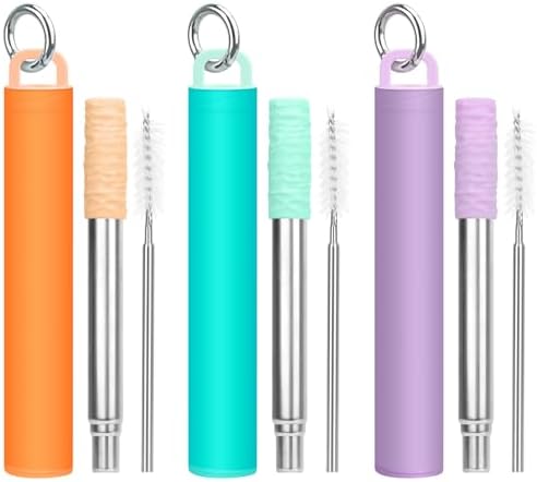 Amazon.com: Kelleci Premium 3 Pack Reusable Collapsible Straw with Case ...