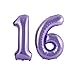 Amazon.com: Number 16 Purple Foil Jumbo Digital Mylar Balloons, 40inch ...