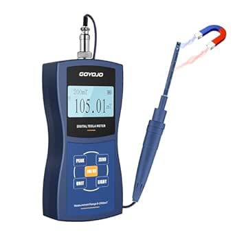 Portable Gauss Meter 0.1μT to 2000mT with Metal Probe, Dual Unit ...
