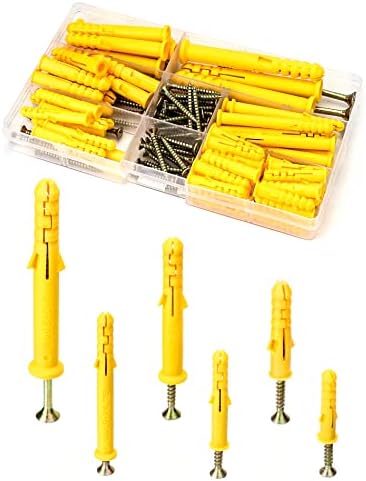 QWORK® 150 Pcs Screws and Wall Plugs Set, Ideal for anchoring in ...