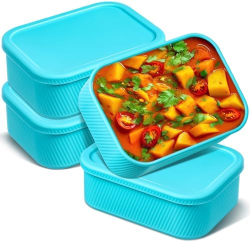 Amazon.com: Nuogo 4 Pcs 6 Cup Silicone Freezer Trays with Lid Soup ...