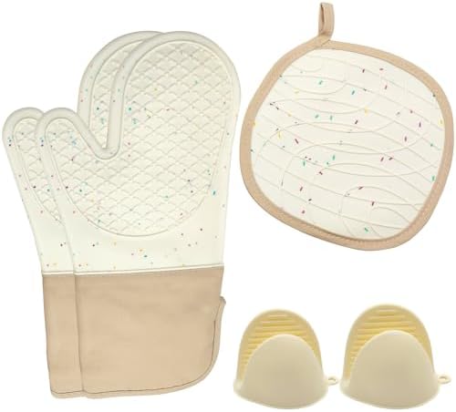 Amazon.com: BONTHEE Oven Mitts Heat Resistant Oven Gloves for Kitchen ...