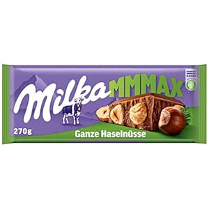 Milka Ganze Haselnüsse 1 x 270g I Großtafel I Alpenmilch-Schokolade I mit ganzen Haselnüssen I ...