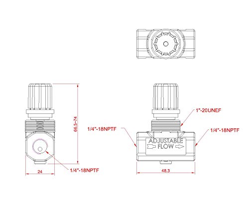 Fulgem Products 104104F-02 Inline Airflow Regulator Needle Valve 1/4 ...