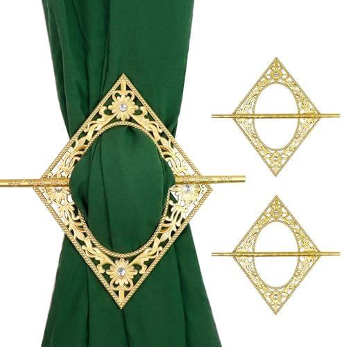 Amazon.com: Mewutal 2 Pack Gold Curtain Tiebacks Square Curtain ...
