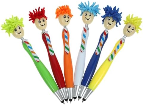Amazon.com : SHINEOFI Mophead Ballpoint Pens 12pcs Funny Plush Hair Mop ...