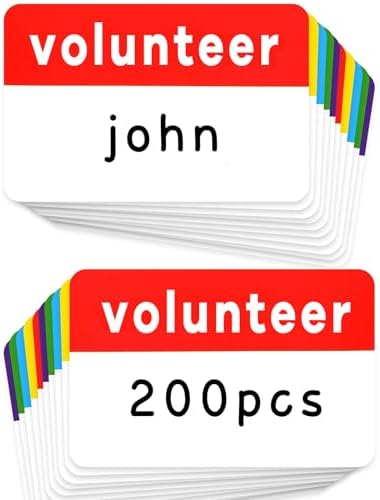 Amazon.com : 200 Pcs Colorful Volunteer Name Tag Stickers - Self ...