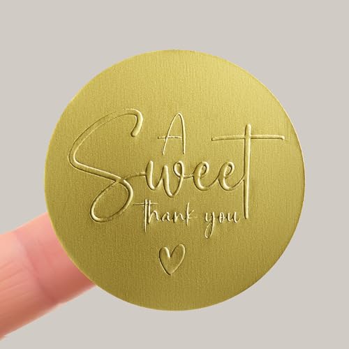 Amazon.com: 100x A Sweet Thank You Stickers, Gold Foil Stickers, Party ...