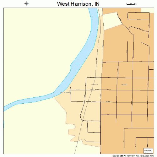 Large Street & Road Map of West Harrison, Indiana IN - Printed poster ...