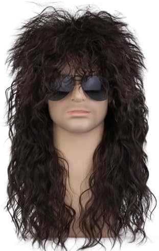 Amazon.com: JIEFULL 70s 80s Rocker Wigs for Men and Women, Rockstar Wig ...