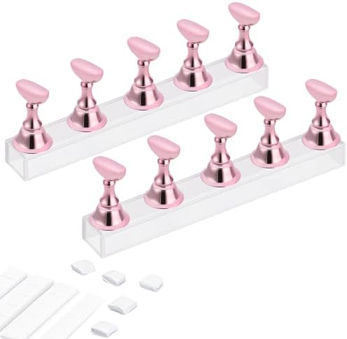 Amazon.com: 2 Set Acrylic Nail Practice Stand Magnetic Nail Tip Art ...
