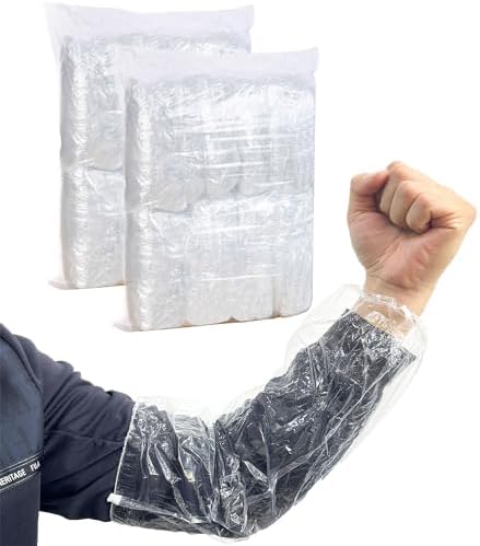 FIPASEN Disposable Oversleeves Covers, 200PCS Plastic Arm Sleeves ...