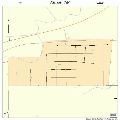 Large Street & Road Map of Stuart, Oklahoma OK - Printed poster size ...