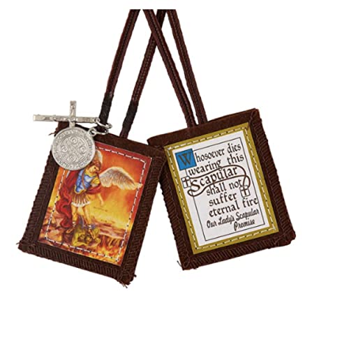 Holy Lines St. Michael Catholic Scapular with St. Benedict Medal and ...