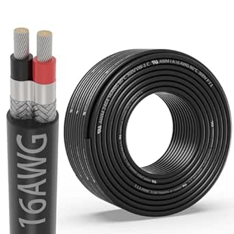 16 Gauge 2 Conductor Shielded Wire 25FT, UL2464 16 AWG 2 Shielded Cable ...