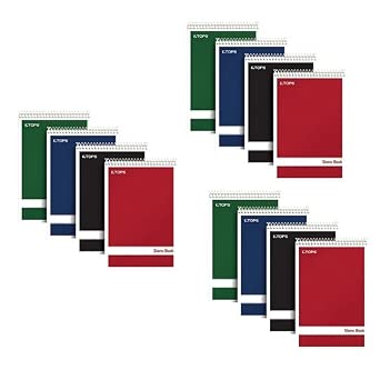 TOPS Steno Books, 6" x 9", Gregg Rule, Green Tint Paper, Assorted Color ...