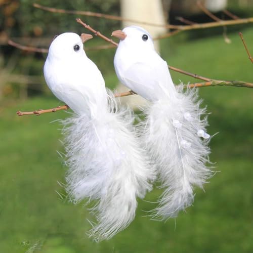 Amazon.com: 2 Pack White Peacock Clip on Birds Christmas Tree Ornaments ...