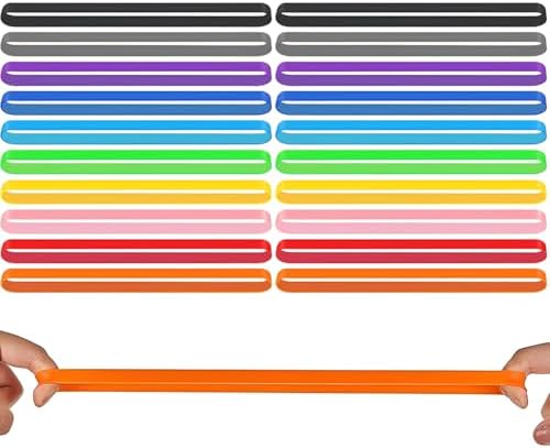 20 Pack Vibrant Silicone Stretch Bands, Durable Elastic Wraps for ...