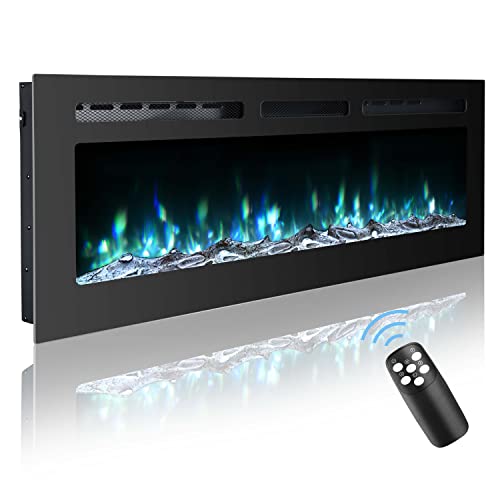 50 Inch Electric Fireplace Inserts, Wall Mounted Fireplace, Led ...