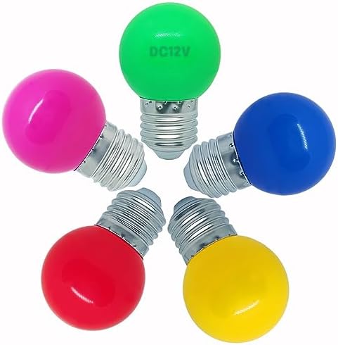 DC 12V Colored Low Voltage Light Bulbs, Red Green Blue Purple Yellow 1W ...