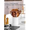 Amazon.com: Nucookery Wooden Cooking Utensils Set with Holder, Teak ...