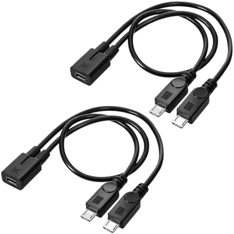 Amazon.com: 2 Pack Black Micro USB Splitter Micro USB 1 to 2 Splitter ...