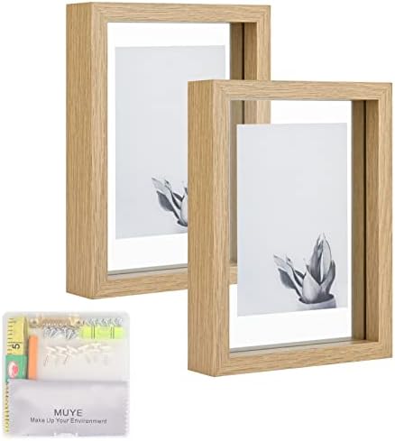 Amazon.com: MUYE 5x7 Floating Frame Set of 2,Double Glass Rustic Photo ...