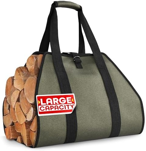 Amazon.com: Firewood Carrier With Handles - Canvas Log Tote Bag for ...