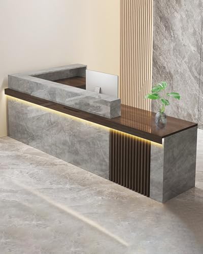Amazon.com: L Shaped Reception Desk, Solid Wood Retail Checkout Front ...