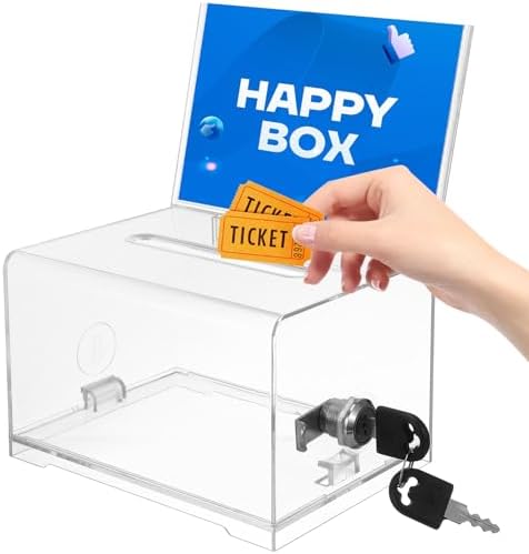 MAGICLULU 1Pcs Acrylic Donation Box with Lock Clear Ballot Box ...