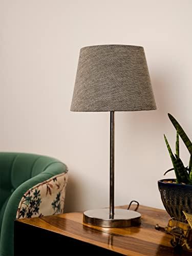 Green Girgit Metal Table Lamp with Samre Grey Taper Lamp Shade ...