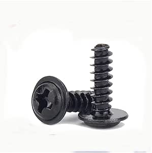 Amazon.com: SINEKY 50pcs/Lot Round Head Washer Self-Tapping Screw Black Plated Carbon Steel ...
