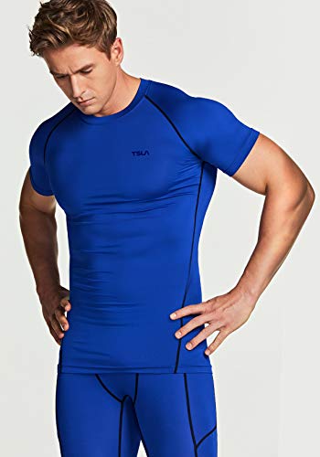 TSLA Mens UPF 50+ Quick Dry Short Sleeve Compression Shirts, Athletic ...