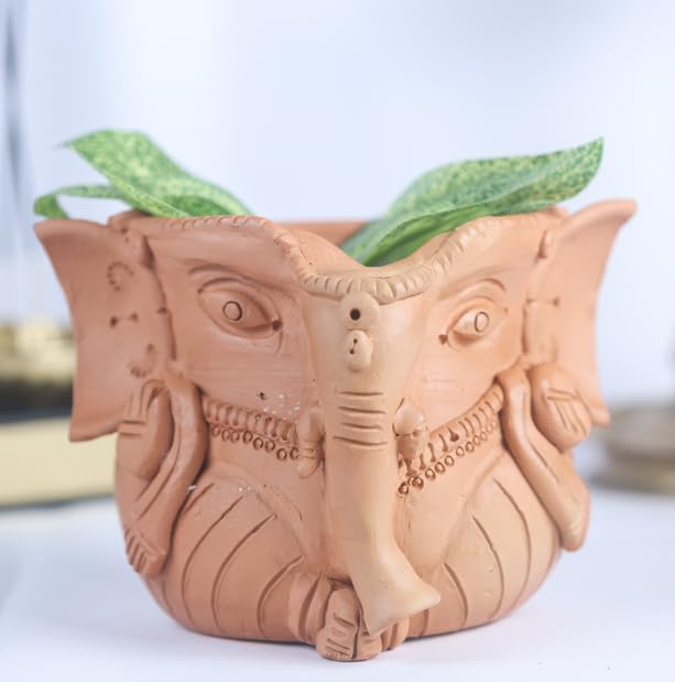 Khavi Arts Premium Artisanal Terracotta Clay Ganesha Planter for Indoor ...