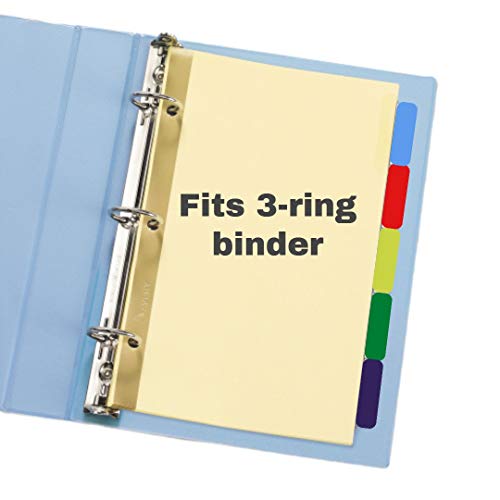 Snapklik.com : 1InTheOffice Mini Binder Dividers 5x8, 5 Tab Dividers ...
