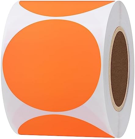 Amazon.com : SMARSTICKER 2" Round Fluorescent Red Orange Removable ...