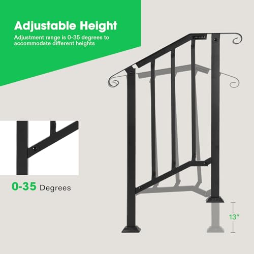Snapklik.com : VIVOSUN Outdoor Handrail, 2 Step Stair Handrail, 26 X 36 ...
