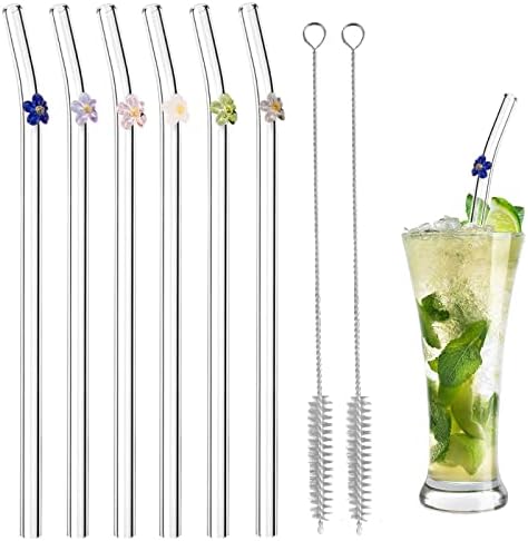 Glasstrohhalme, 31 Stück Bunt Wiederverwendbar Strohhalme glas, 8 ...