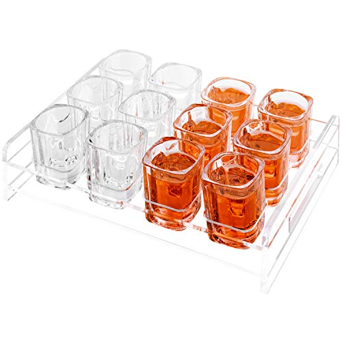 MyGift Shot Glass Serving Set with Modern Premium Clear Acrylic Party ...